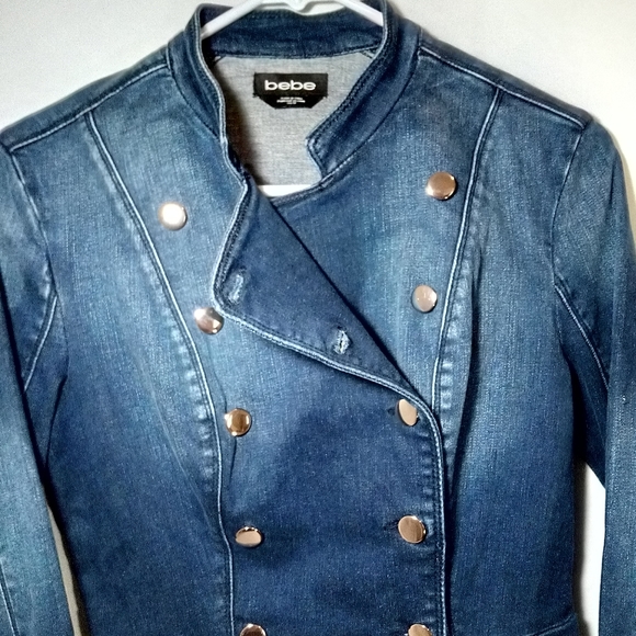 bebe | Jackets & Coats | Bebe Denim Band Jacket | Poshmark